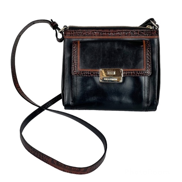 Brahmin | Bags | Brahmin Mimosa Crossbody Bag Black Brown Leather Croc ...
